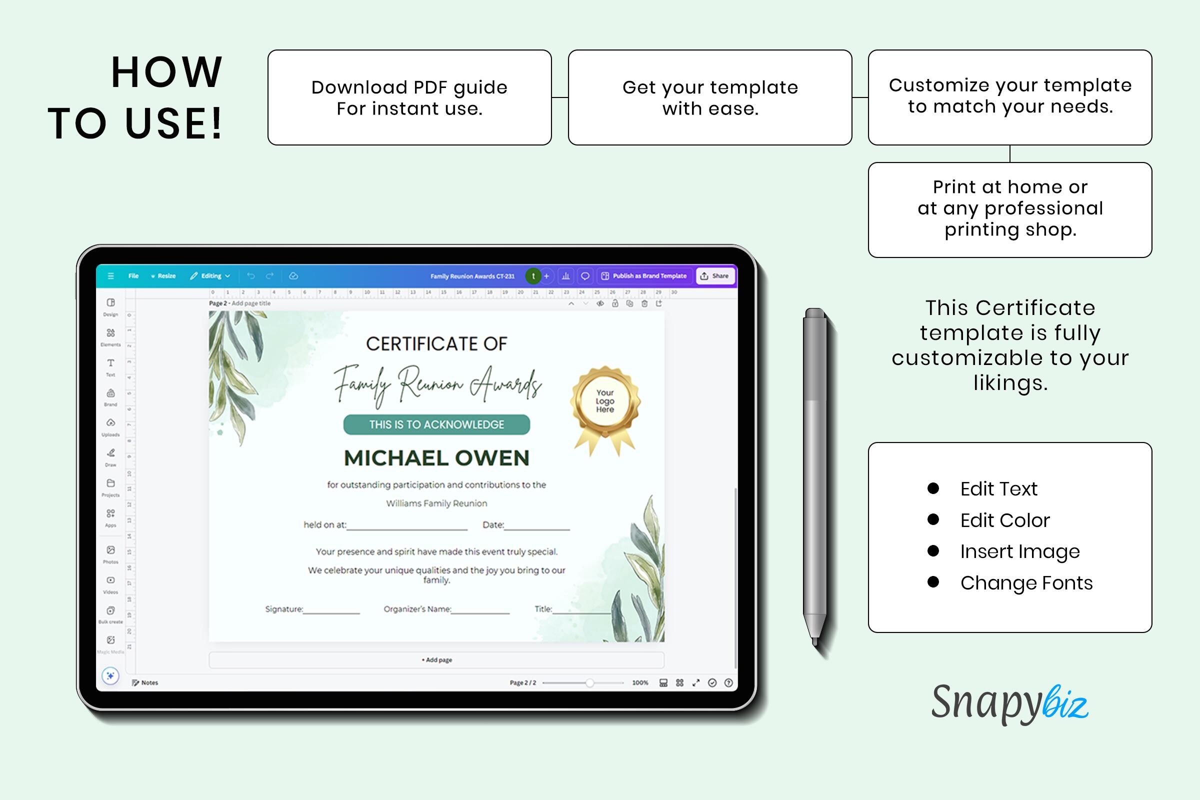 Funny Family Reunion Award Certificate, Editable Sarcastic Awards ...