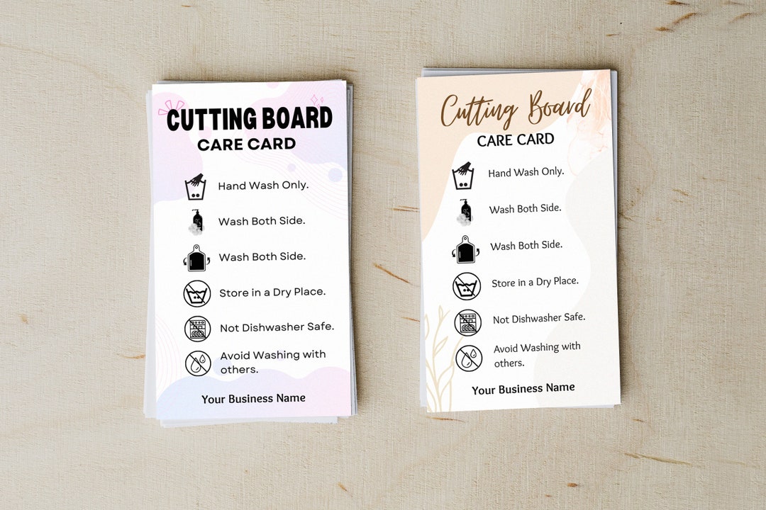 Editable Cutting Board Care Card Template, Wood Care Guide (CC-257) - Etsy