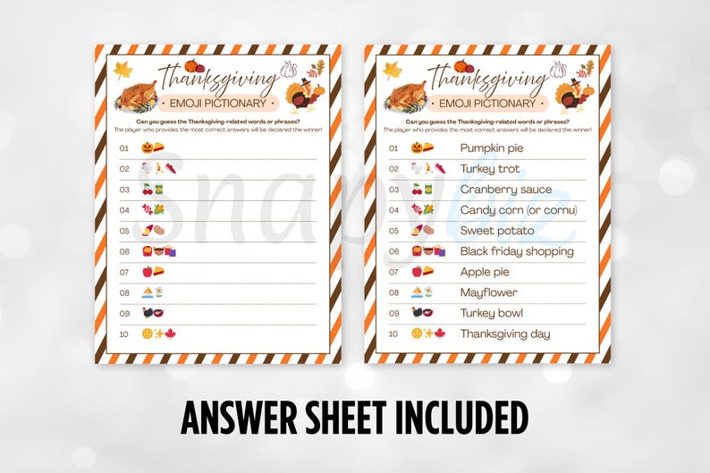 Thanksgiving Emoji Game, Printable Thanksgiving Games for Kids, Adults ...