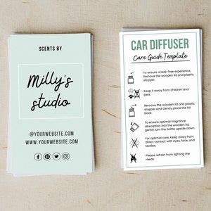 Car Diffuser Care Guide Editable Template, Printable Car Diffuser ...