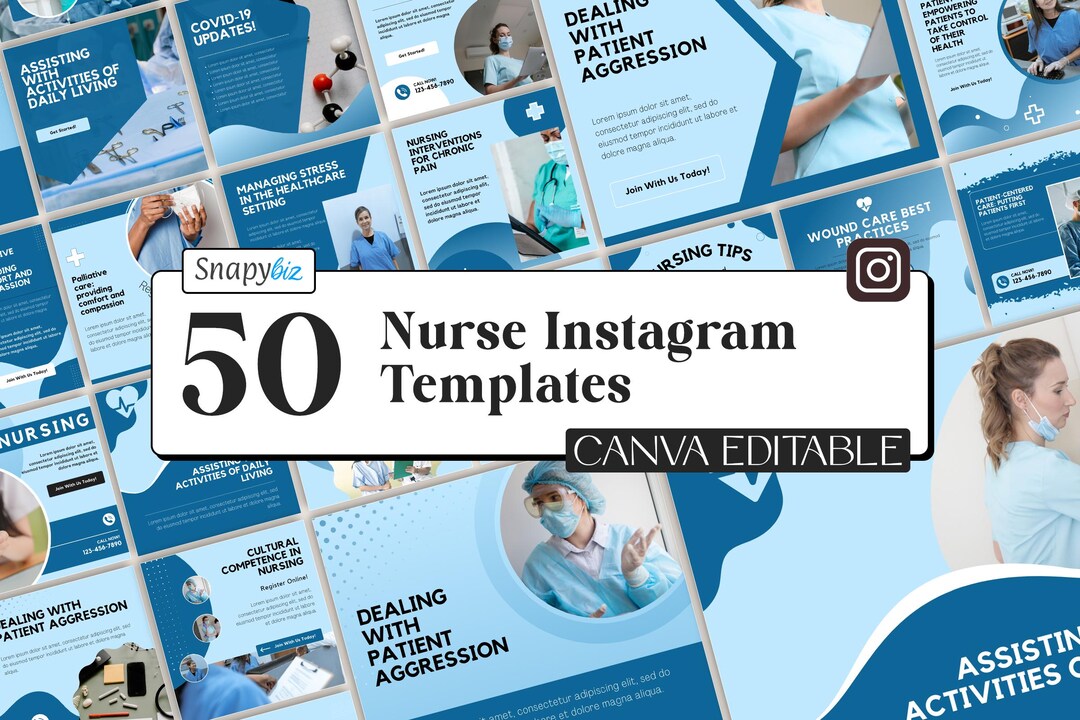 Nurse Instagram Templates, Editable Nurse Templates, Nurse Social Media ...