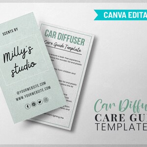 Car Diffuser Care Guide Editable Template, Printable Car Diffuser ...