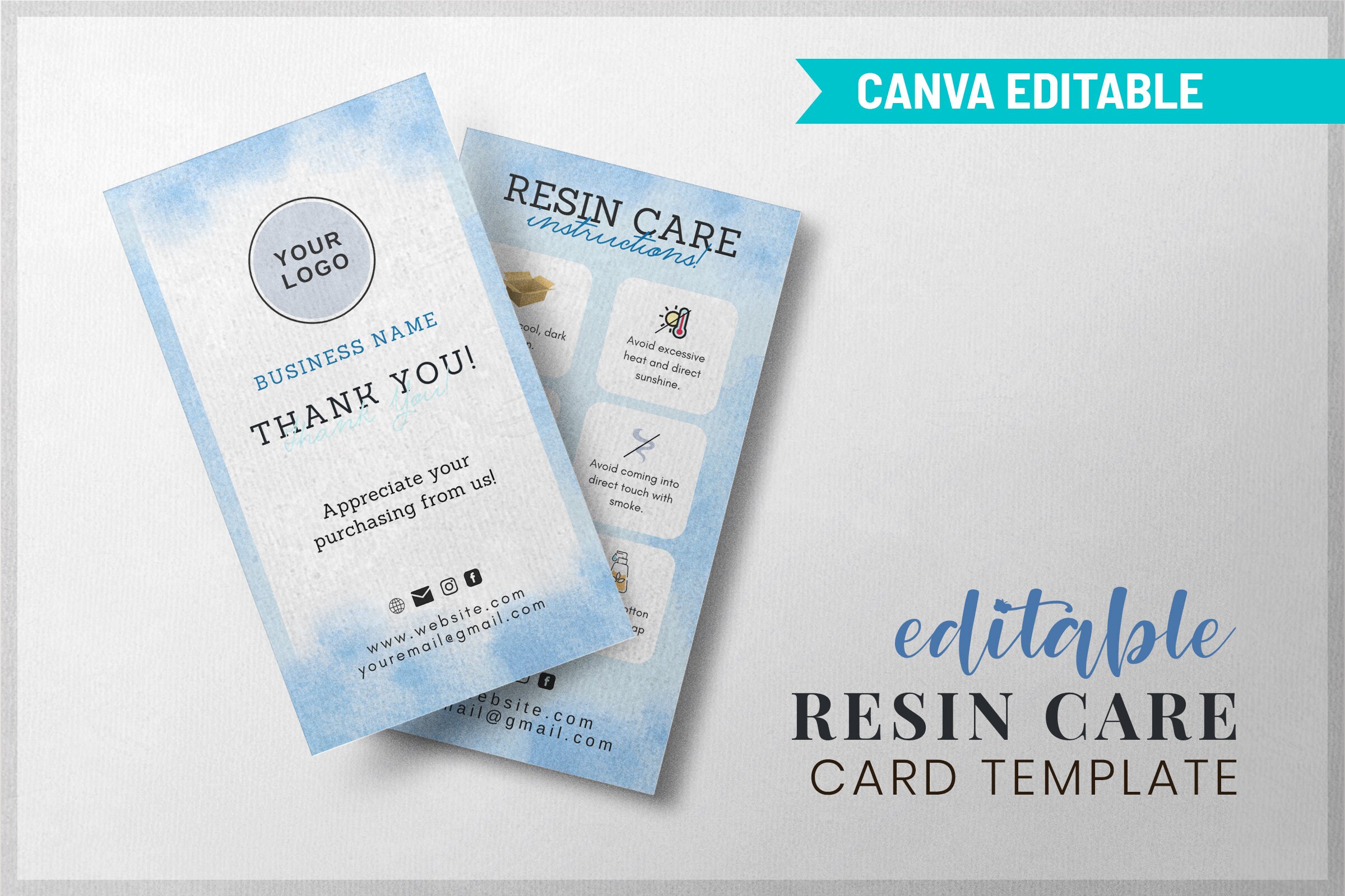 Editable Resin Care Card Editable Resin Care Card Template - Etsy