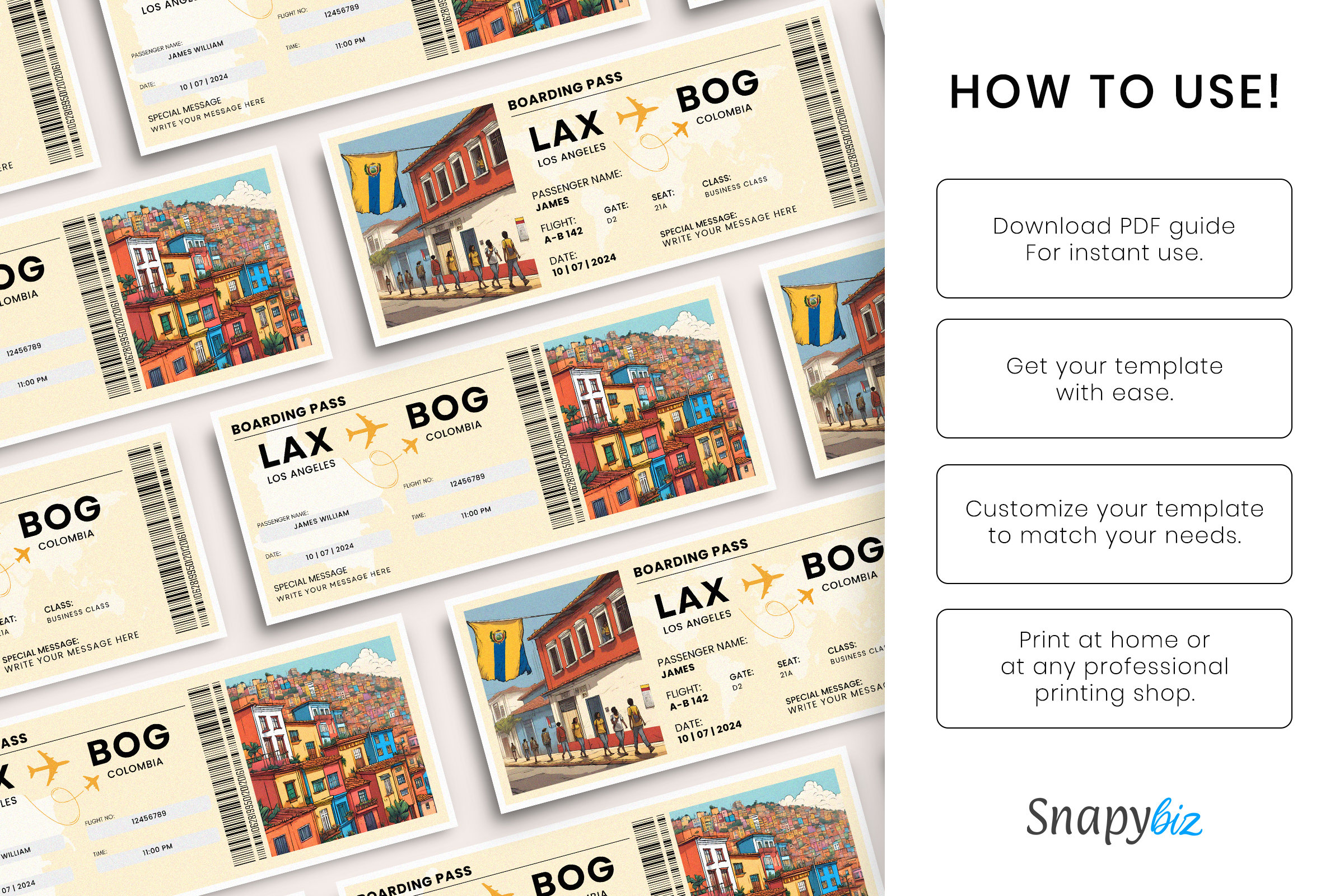 Travel Colombia Surprise Trip Airline Ticket Reveal Voucher Canva ...