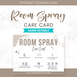 Room Spray Care Card Editable Template Canva DIY Printable Room Spray ...