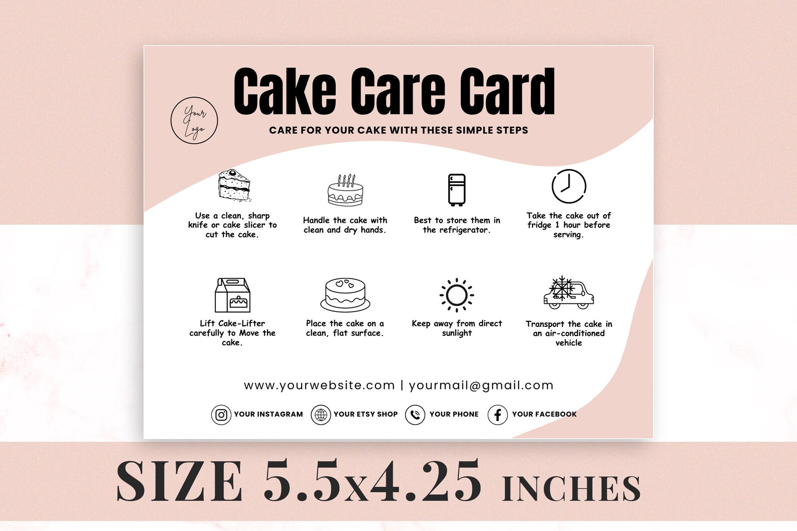 Editable Cake Care Card Canva Template Cake Care Card Cake - Etsy