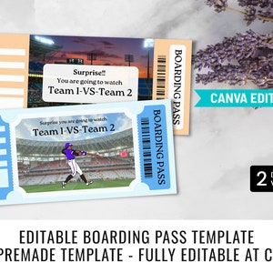 Printable Baseball Game Ticket Gift Template Editable Birthday Baseball ...