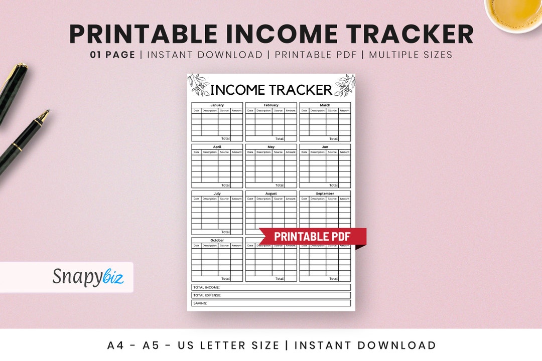 Printable Expense Tracker, Income and Expense Worksheet, Financial ...