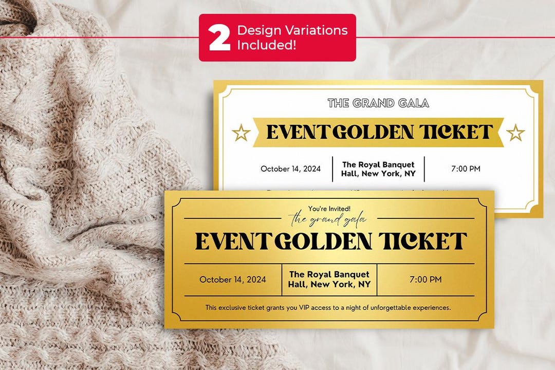 Editable Golden Ticket Template, Birthday Surprise, Event Voucher ...