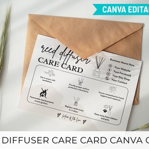 Reed Diffuser Care Card Canva Guide, Reed Diffuser Care Instructions ...