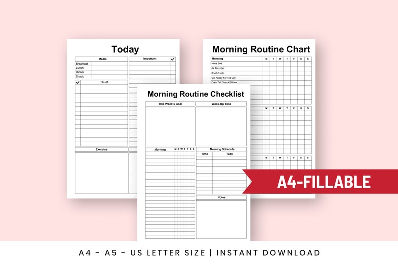 Fillable Printable Morning Routine Checklist, Printable Daily Routine ...