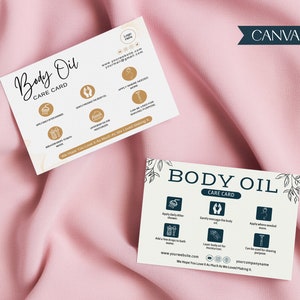Editable Body Oil Care Card Canva Template Body Oil Care Instructions ...