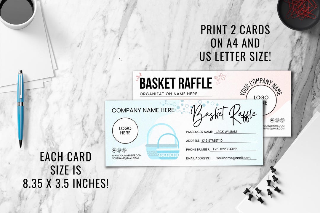 Editable Basket Raffle Ticket Printable Template, Editable Canva ...