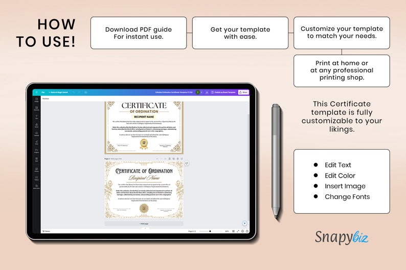 Editable Ordination Certificate Template: Clergy Ceremony (digital ...