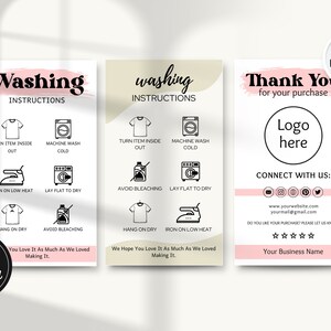 Editable Washing Care Card Printable Washing Instructions Template ...