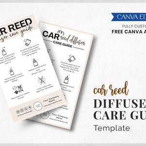 Car Reed Diffuser Care Guide Template: Printable Canva Instructions ...