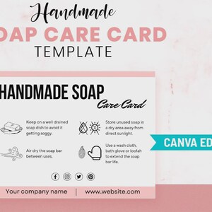 Printable Soap Care Card Template: Canva Editable Design - Etsy