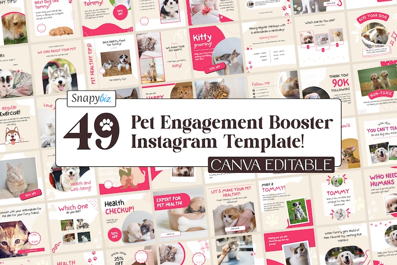 Pet Instagram, Editable Canva Template, Pet Social Media, Digital ...