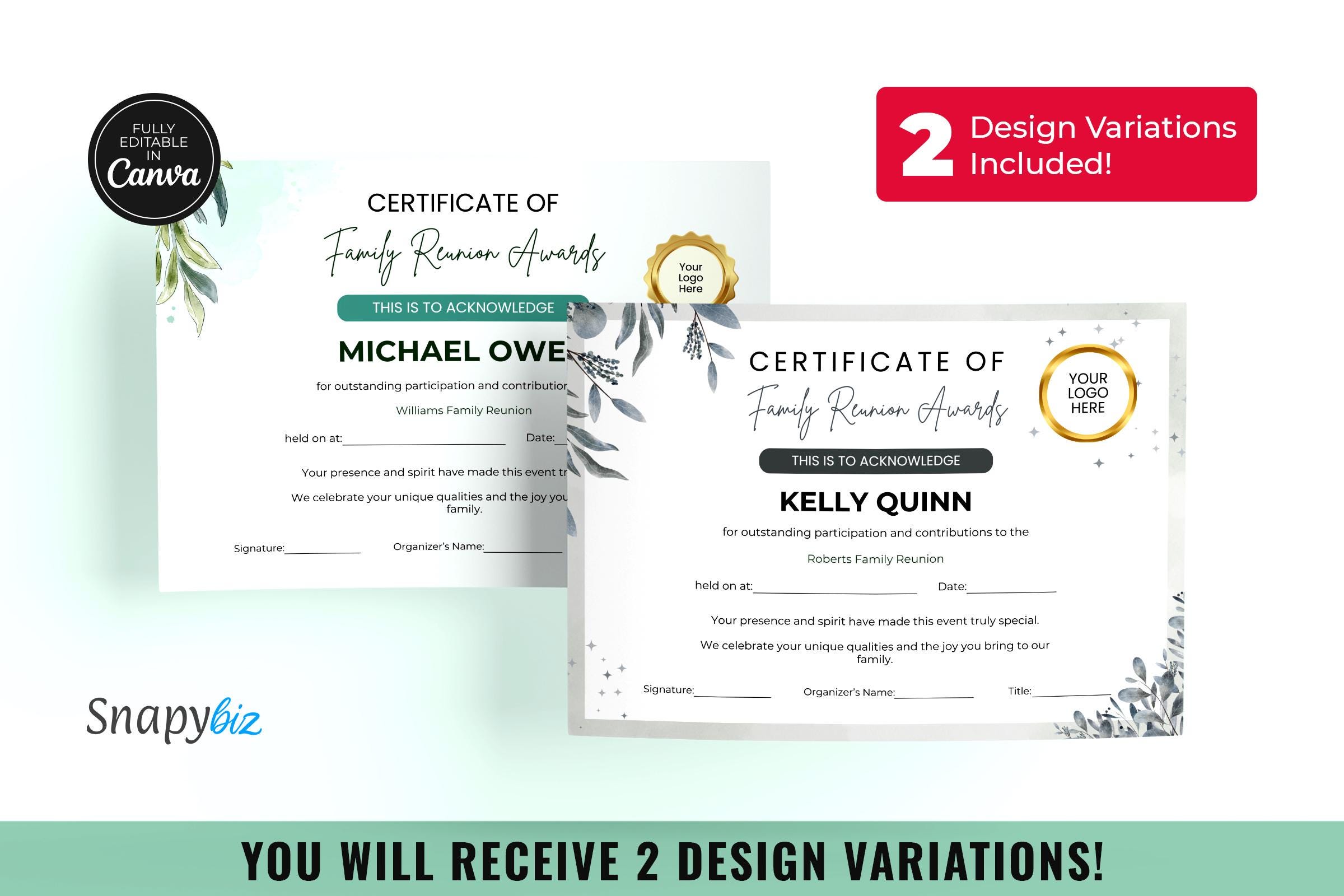 Funny Family Reunion Award Certificate, Editable Sarcastic Awards ...