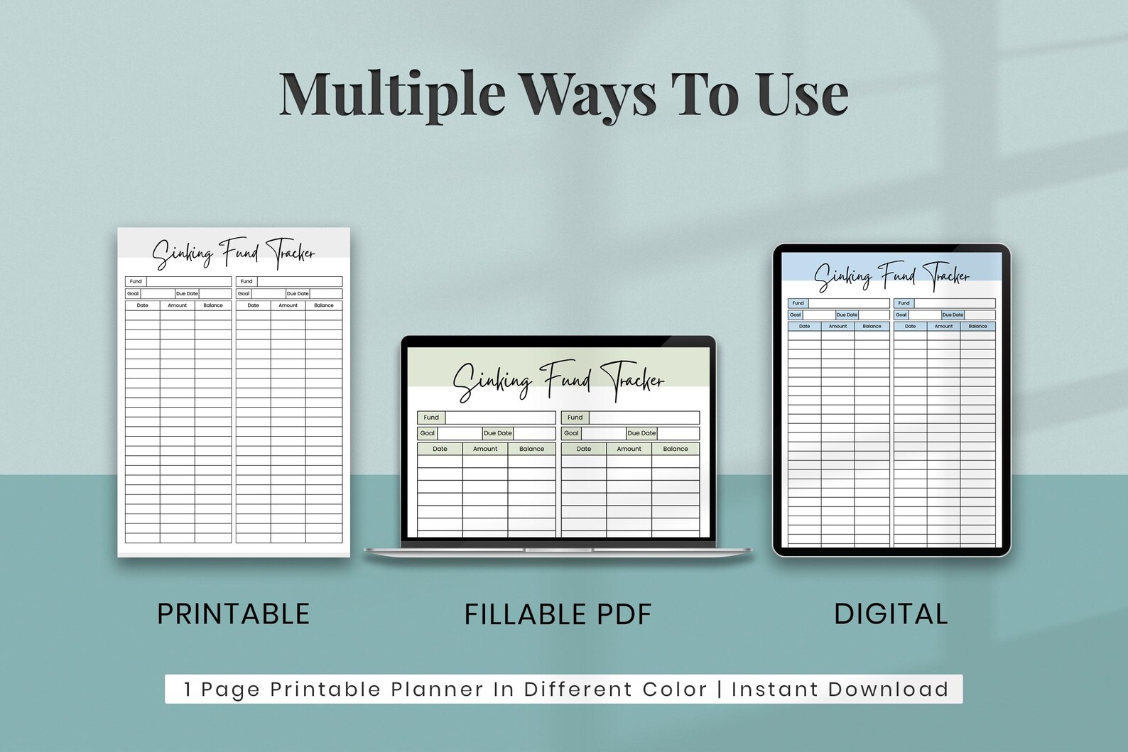 Fillable Sinking Fund Tracker, Printable Savings Goal Sheet (PDF) - Etsy