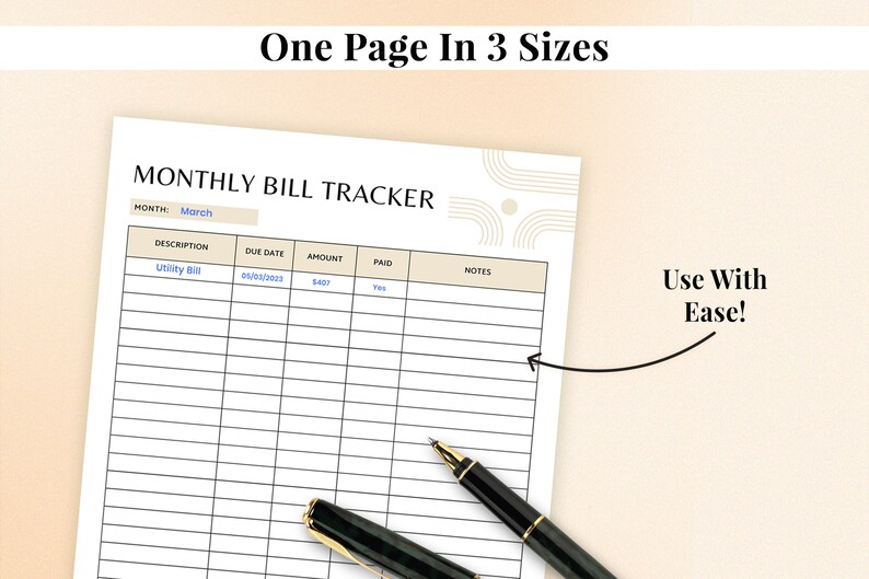 Fillable Monthly Bill Tracker Printable Planner Bill Tracker - Etsy