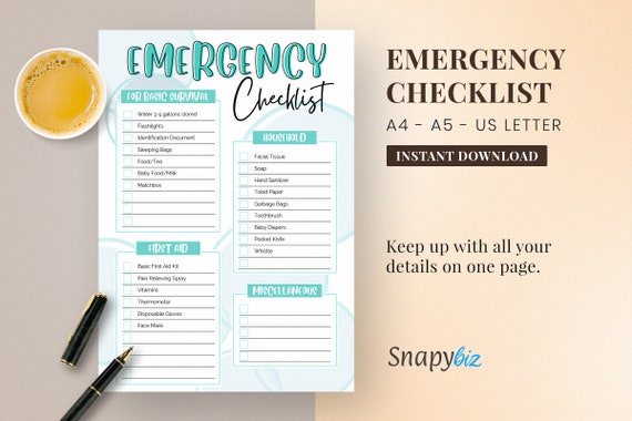 Emergency Checklist Emergency Plan Emergency Kit Template - Etsy