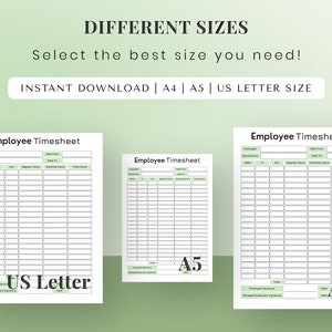 Fillable Employee Timesheet Printable Planner PDF, Work Time Tracker ...