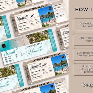 Printable Hawaii Surprise Trip Gift Ticket Template, Printable and ...