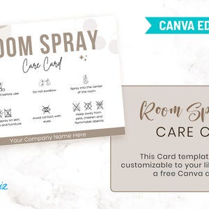 Room Spray Care Card Editable Template Canva DIY Printable Room Spray ...