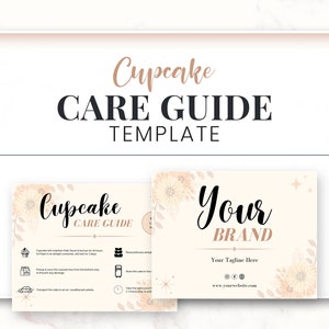 Printable Cupcake Care Guide Template, Editable Cupcakes Instruction ...