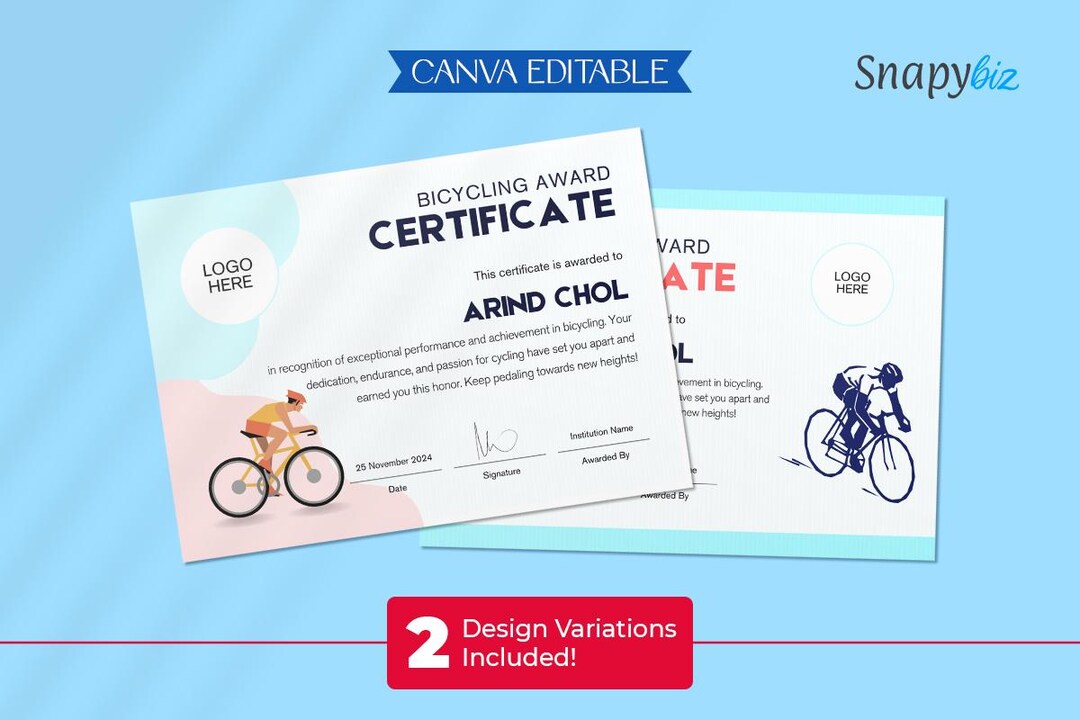 Editable Fun Bike Certificate Template, Printable Fun Bike Certificate ...