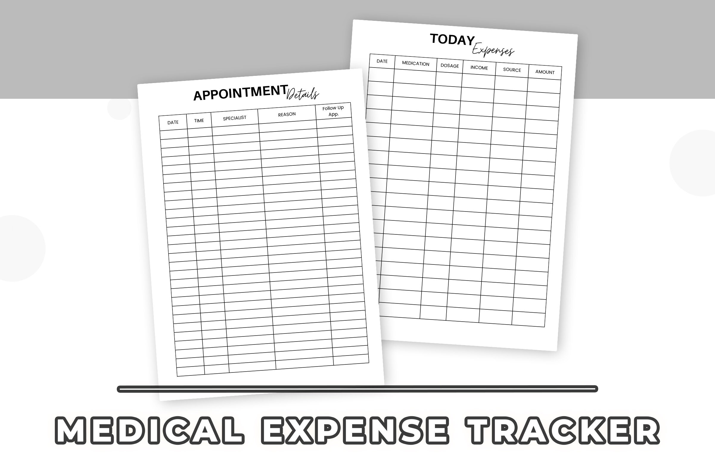 Medical Expense Tracker Medical Bill Tracker Medical Expenses Medical ...