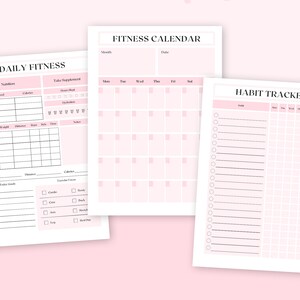 Pink Fitness Printable Planner Bundle Pink Planner Printable A4 Fitness ...