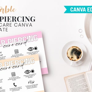 Editable Ear Piercing Care Instructions, Customizable Ear Piercing Care ...