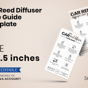 Car Reed Diffuser Care Guide Template: Printable Canva Instructions ...