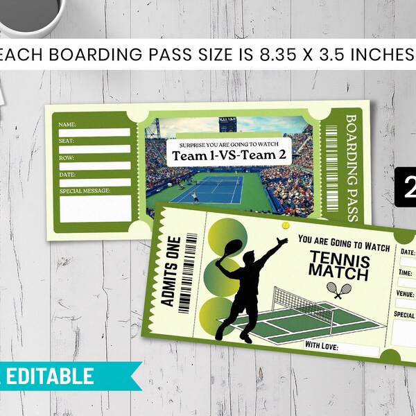 Tennis Ticket Canva Template - Etsy