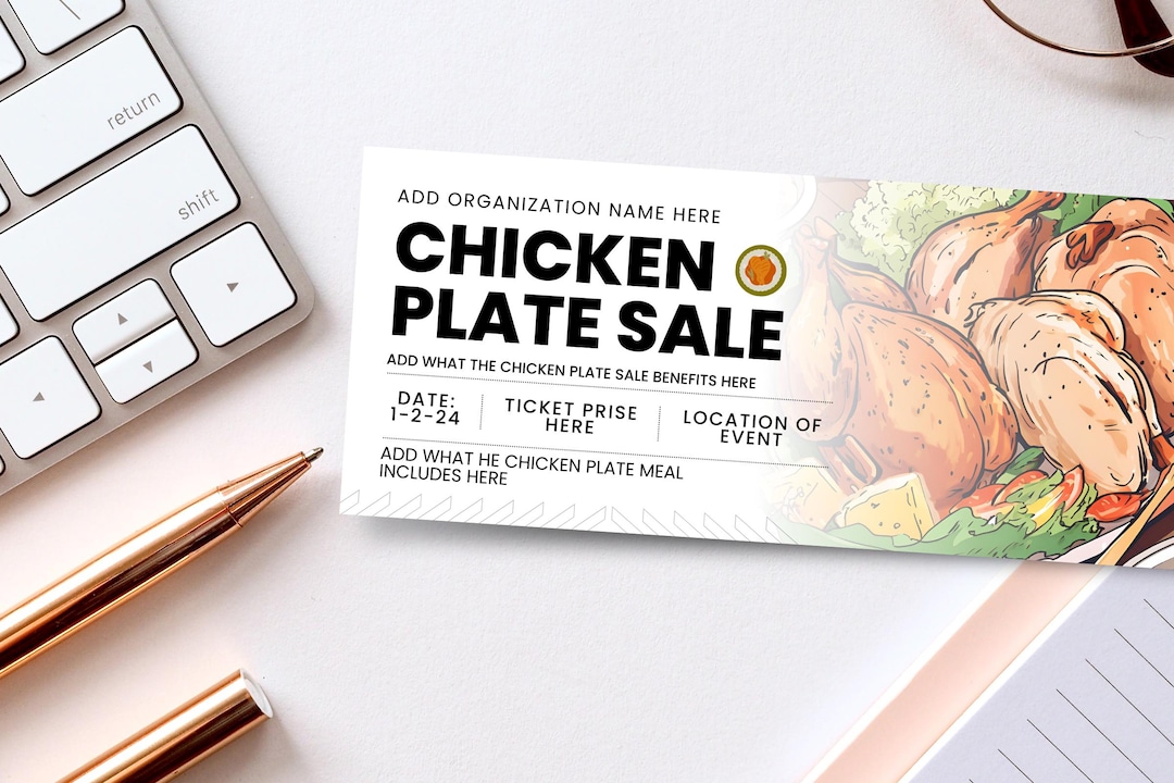 Chicken Plate Sale Ticket Template, Chicken Plate Sale Fundraiser ...