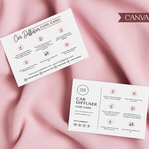Car Diffuser Care Card Editable Template, Printable Car Diffuser Care ...