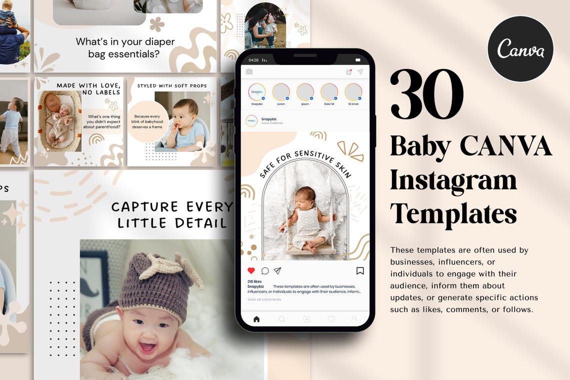 Baby Instagram Post Templates, Editable Canva Designs for New Parents ...