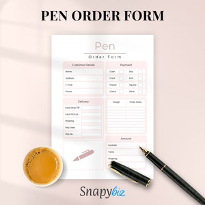Pen Order Form, Order Form Template, Printable Order Form, Business ...