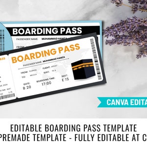 Hajj Travel Surprise Trip Ticket Canva Editable Template Customizable ...