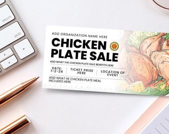 Chicken Plate Sale Ticket, Chicken Plate Sale Fundraiser Ticket ...