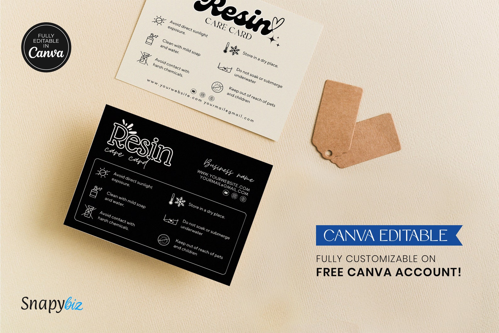 Editable Resin Care Guide Card Template, Customizable Resin Product ...