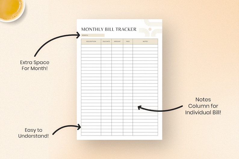 Fillable Monthly Bill Tracker Printable Planner Bill Tracker - Etsy