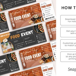 Editable Food Event Ticket Template, DIY Printable (digital Download ...