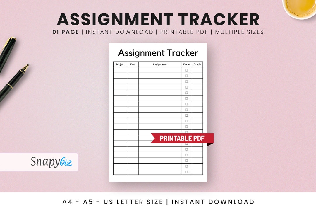 Printable Assignment Tracker Template, Assignment Tracker Printable ...