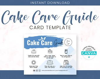 Cake Care Cards Cake Care Instructions Template and Guide - Etsy
