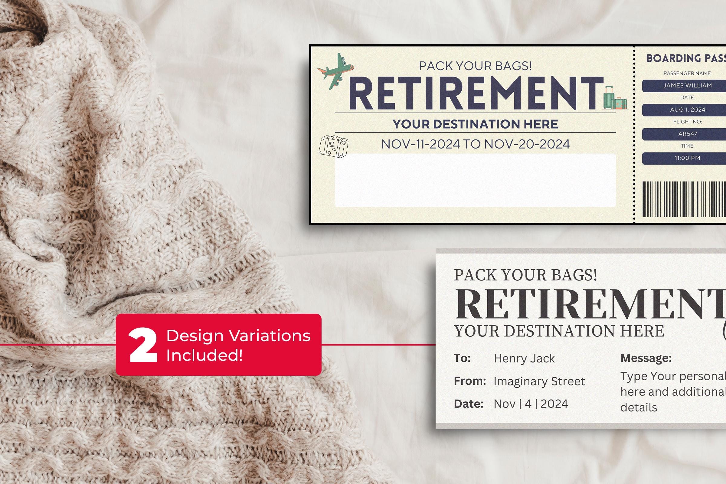 Retirement Boarding Pass, Editable Canva Ticket Invitation - Etsy