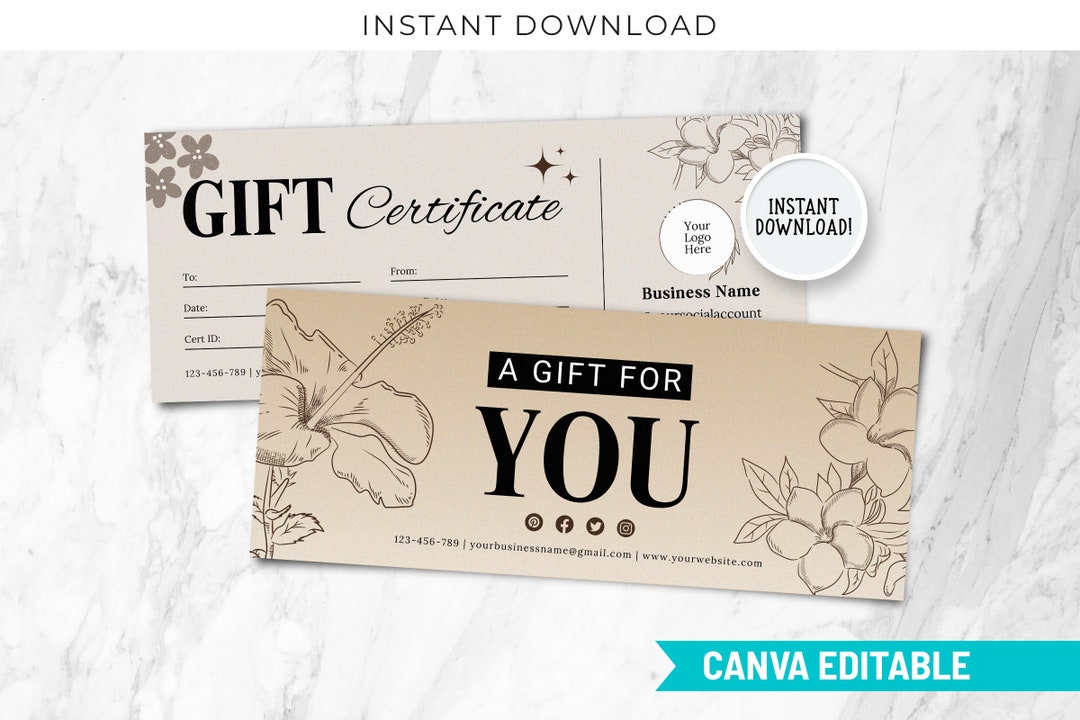 Modern Gift Certificate Canva Template Printable and Editable Gift ...