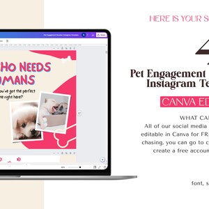 Pet Instagram, Editable Canva Template, Pet Social Media, Digital ...